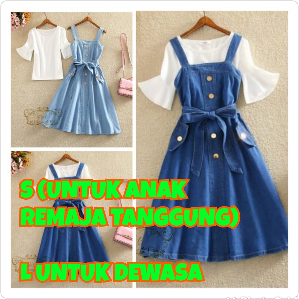 Jual set tiana overal/ OVERAL Rok denim WANITA / set denim remaja ...