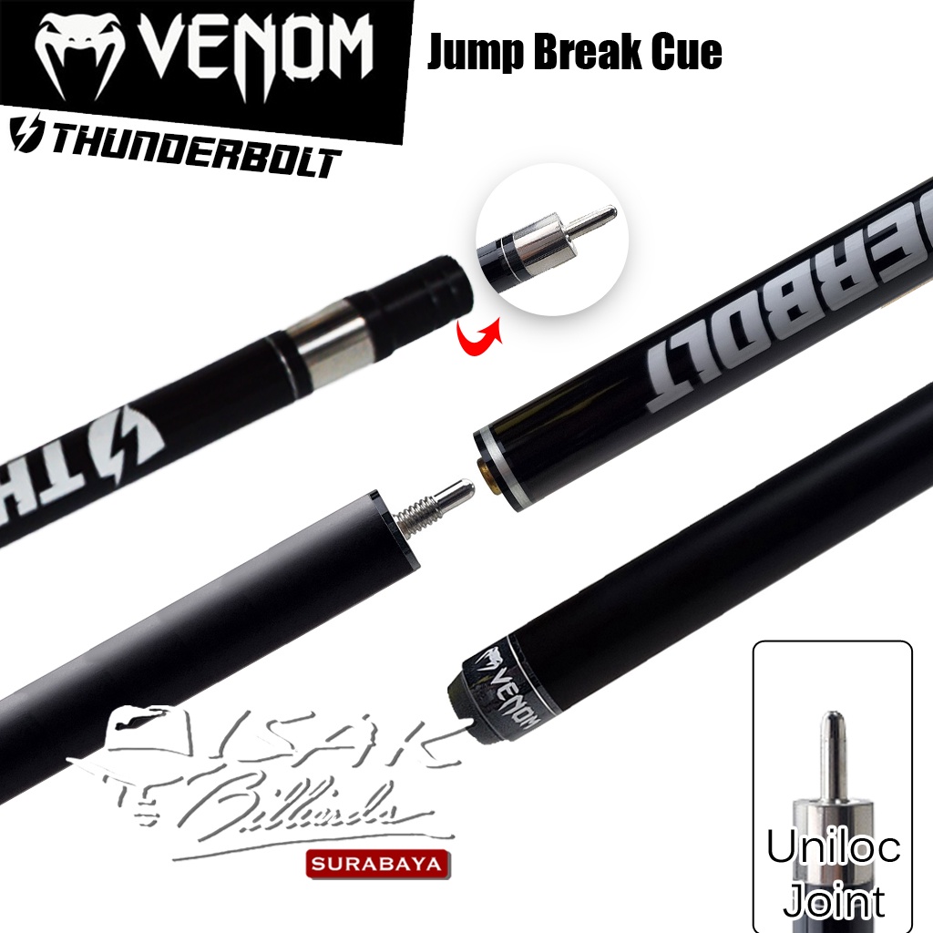 Jual Venom Thunderbolt Jump Break Cue | Black 13.5mm Stick Loncat ...