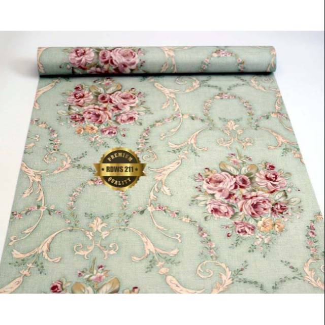 Jual BUNGA SHABBY TOSCA Wallpaper Sticker dinding Motif Shabby ukuran ...