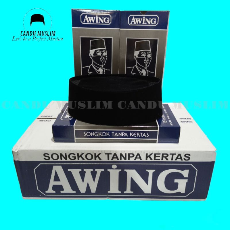 Jual Peci Songkok Hitam AWING AC 100% Original Peci Kopiah Hitam Polos ...
