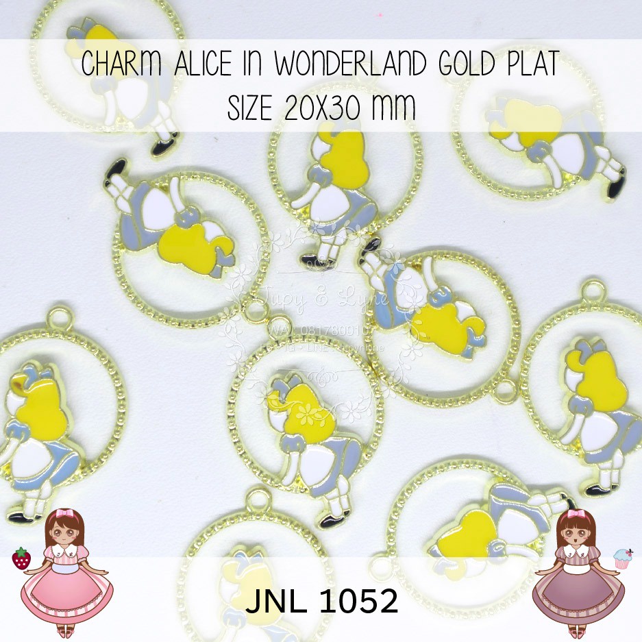 Jual Code 1052 Charm alice in wonderland gold plat per 1 buah | Shopee ...