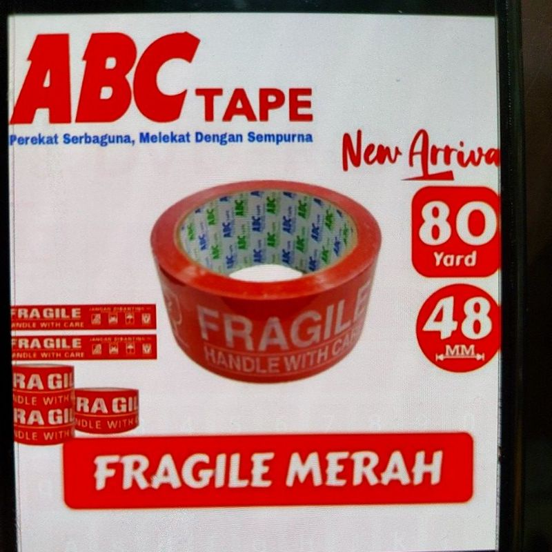 Jual lakban fragile 48x80 yard merk abc | Shopee Indonesia