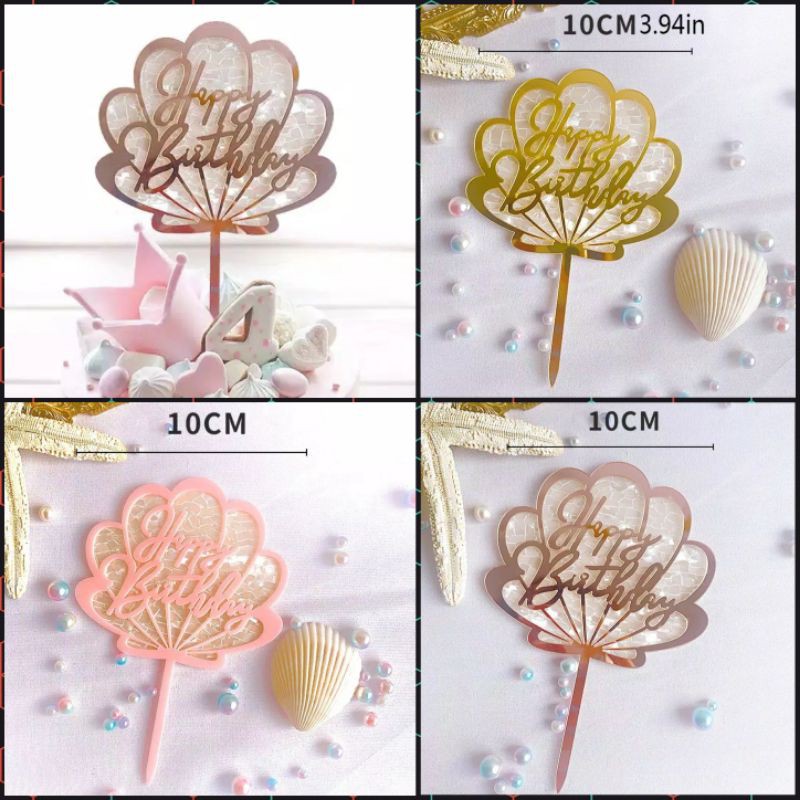 Jual Topper Cake Happy Birthday Shell Hiasan Kue Ulang Tahun Bentuk Kerang | Shopee Indonesia