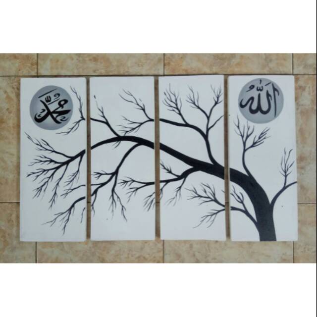 Jual Lukisan kaligrafi minimalis ranting pohin putih | Shopee Indonesia