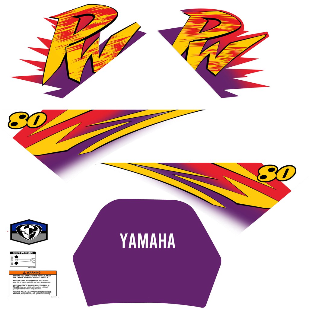 Jual Sticker Decal Yamaha PW80 Blue PW80 Purple dan PW50 Purple hatesix ...