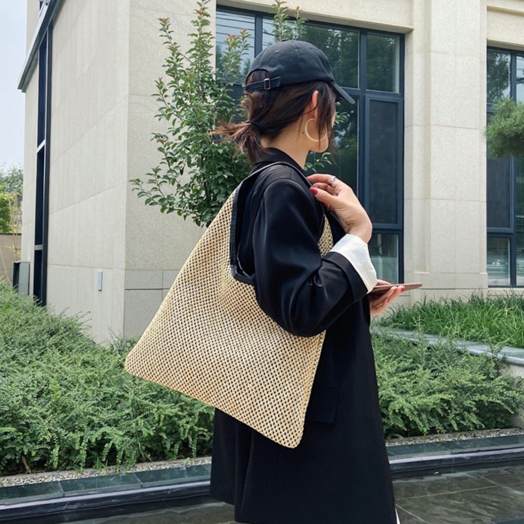 Jual Tas Totebag Wanita Rajut Anyaman Gaya Bohemian Large Capacity ...