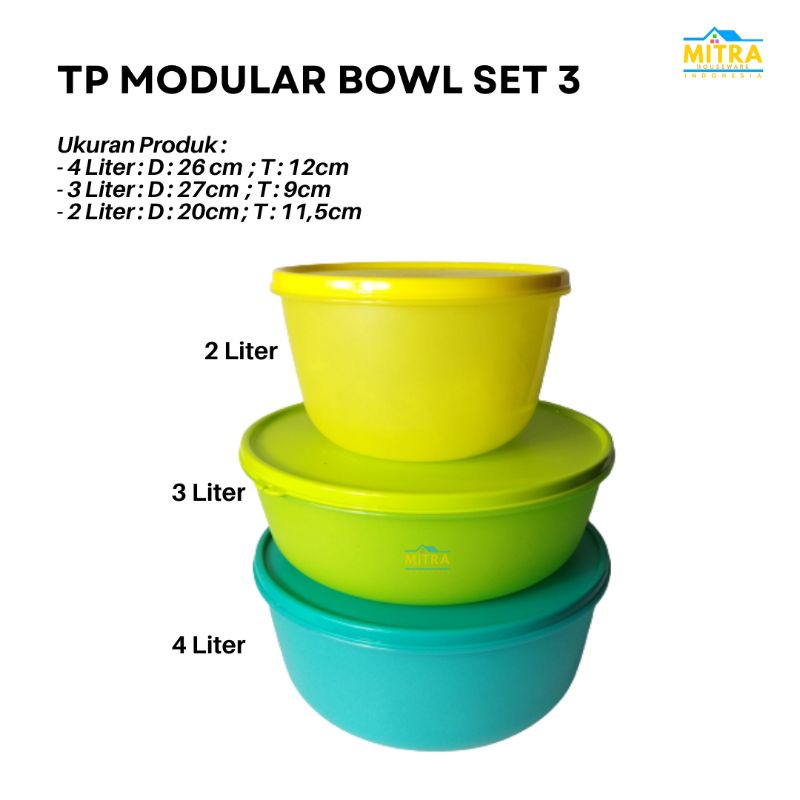 Jual DISC 40% - TUPPERWARE MODULAR BOWL SET 3 | Shopee Indonesia