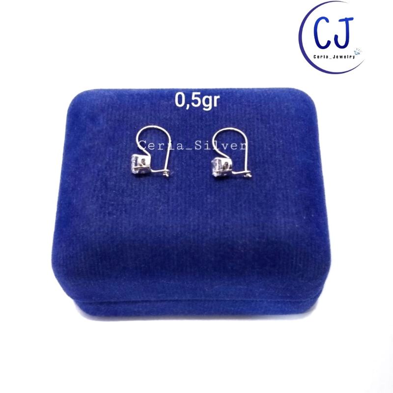 Jual Anting Perak Asli Silver 925 Lapis Emas Putih Model Desi 0,5 Gram Ukuran Anak - Perhiasan ...