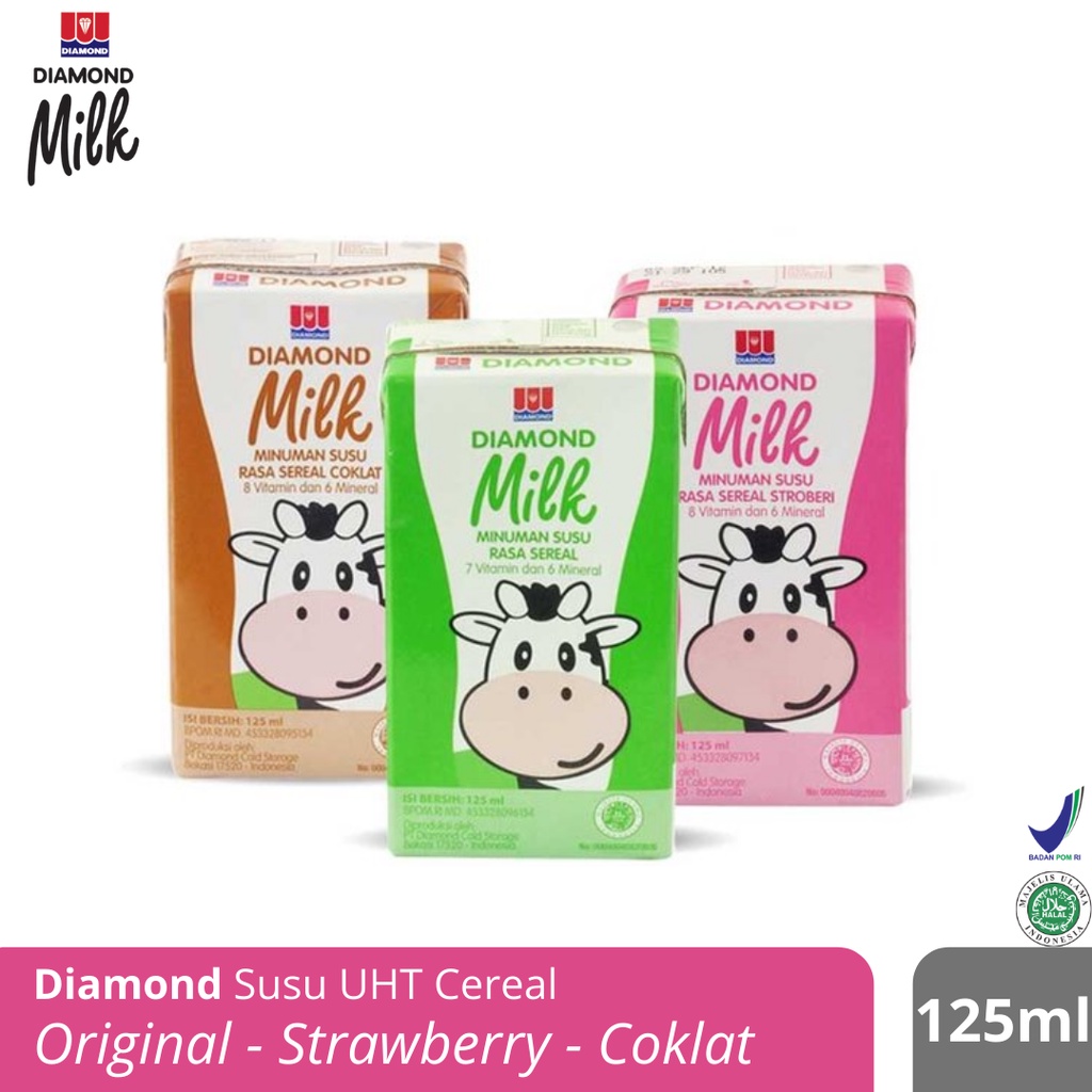 Jual Diamond Susu UHT Cereal Original Strawberry Coklat 125ml | Shopee Indonesia