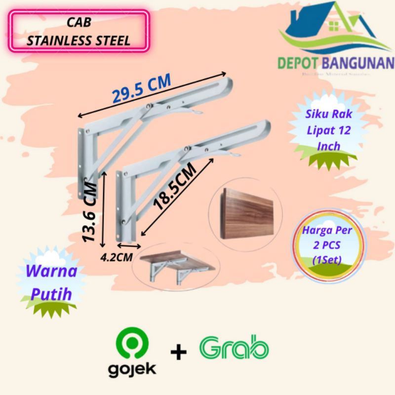 Jual Siku Rak Dinding Lipat Bracket Engsel Siku Meja Lipat CAB 12 INCH ...