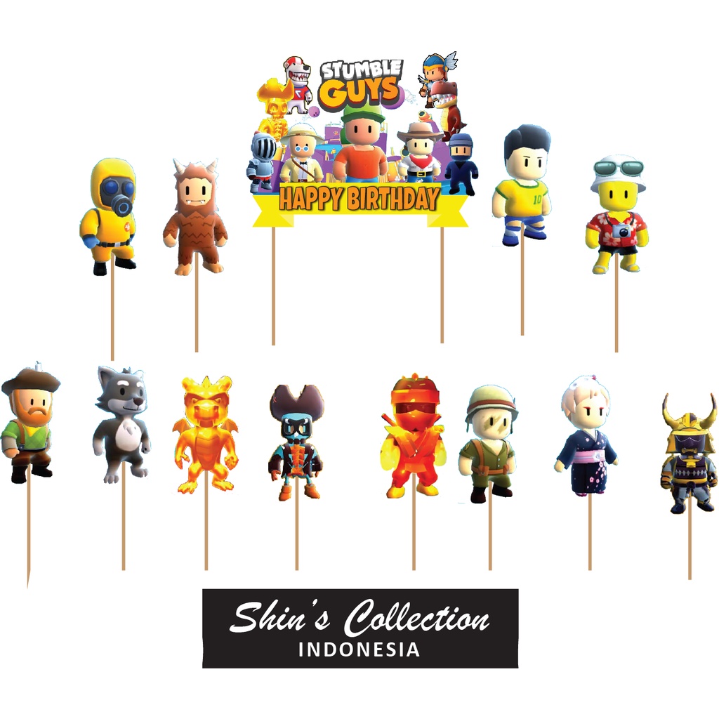 Jual Cake topper Stumble Guys set isi 13 pc | Shopee Indonesia