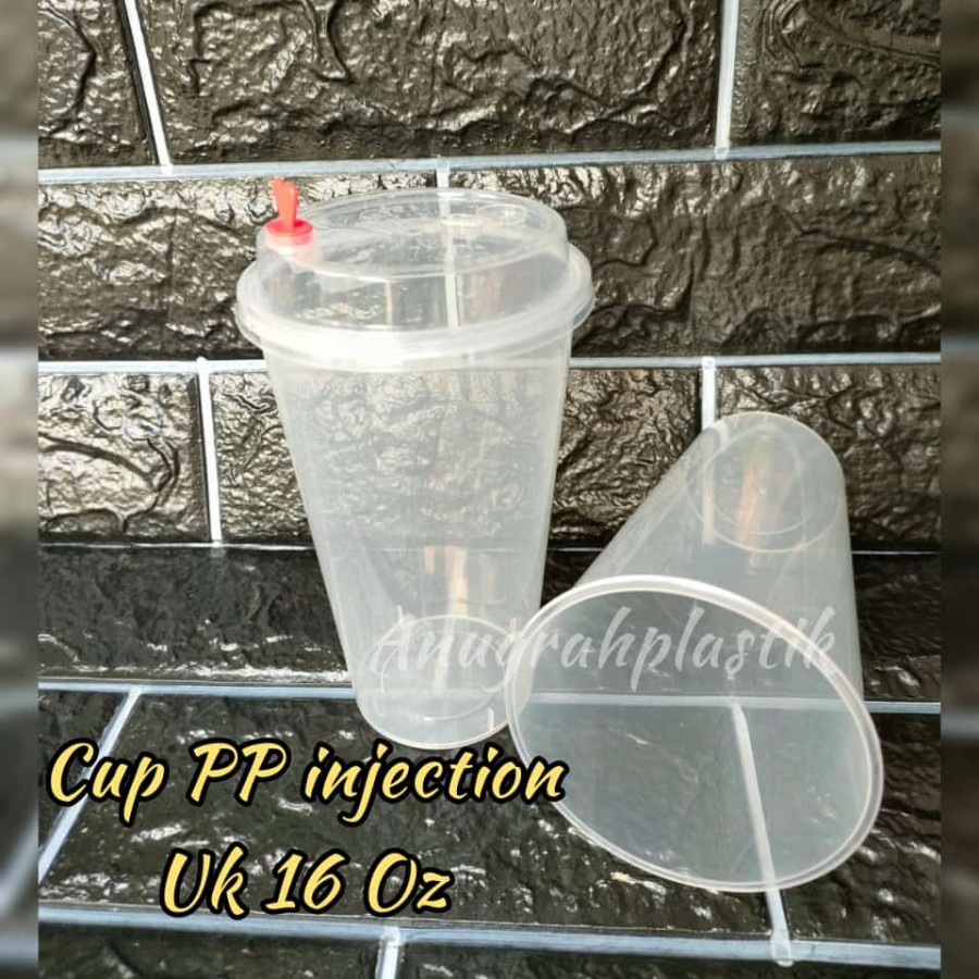 Jual Gelas 16 oz plastik boba / thinwall cup PP injection (cup+lid ...