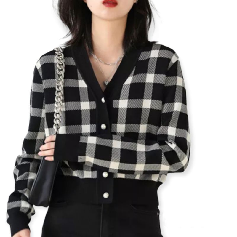 Jual SN - Cardigan rajut kotak / Cardigan catur korean style | Shopee Indonesia