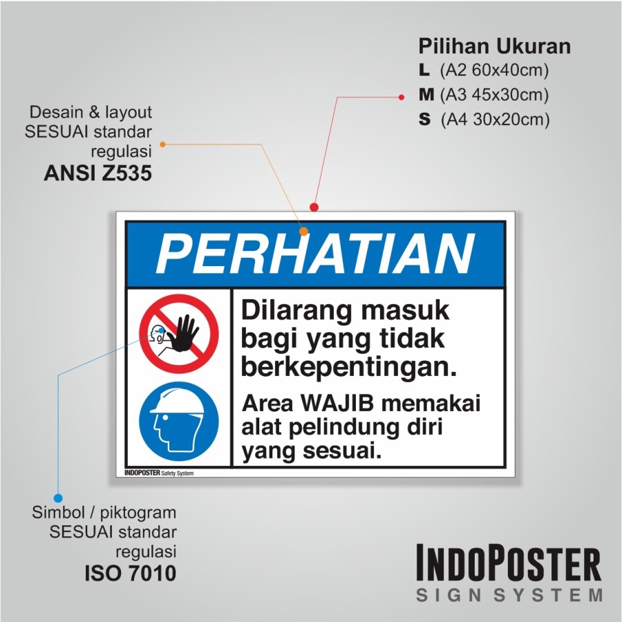 Jual Stiker Safety Sign Rambu K3 ANSI Dilarang Masuk Gunakan APD Yang ...