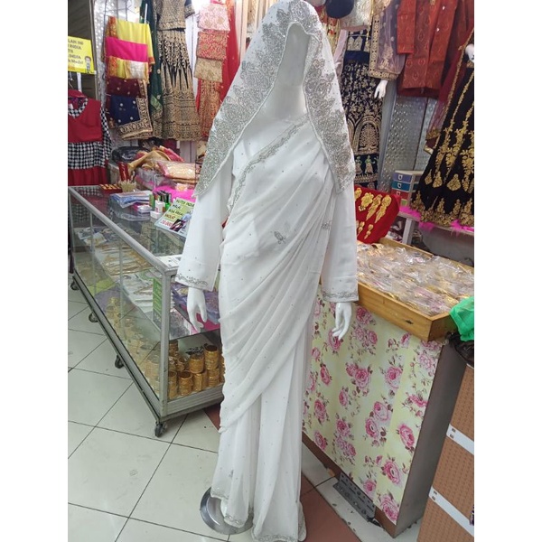 Jual Saree Sari Putih White Swarovsky Siap Pakai Ld 104 Model Muslim ...