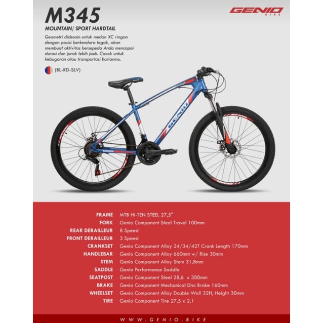 Jual Sepeda Gunung MTB 27.5 GENIO M345 | Shopee Indonesia