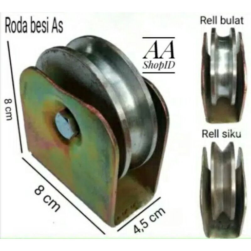 Jual roda bubut As Super 8cm pagar besi rel bulat/siku (U/V) | Shopee ...