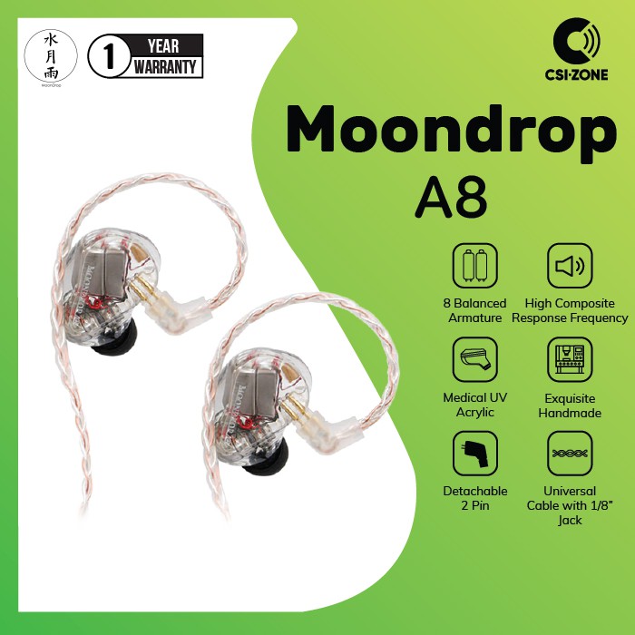 Jual Moondrop A8 HiFi In Ear Monitor Earphone With Detachable Cable ...