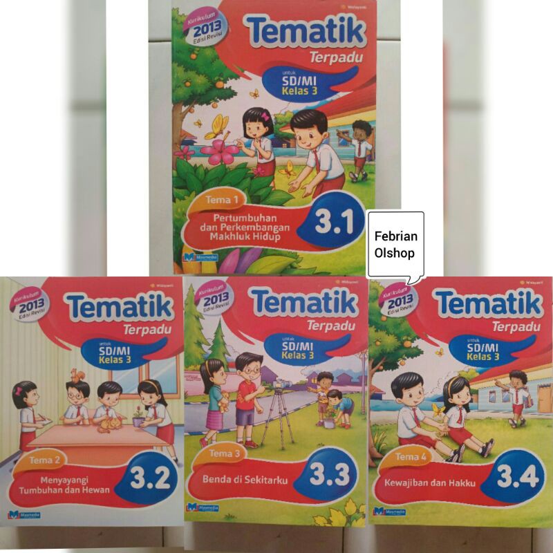 Jual BUKU TEMATIK TERPADU SD/MI KELAS 3 TEMA 1 2 3 4 REVISI K13N MASMEDIA | Shopee Indonesia