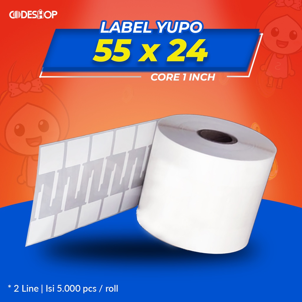 Jual Label Barcode YUPO 55x24 mm 2 Line Sticker Perhiasan isi 5000 pcs ...