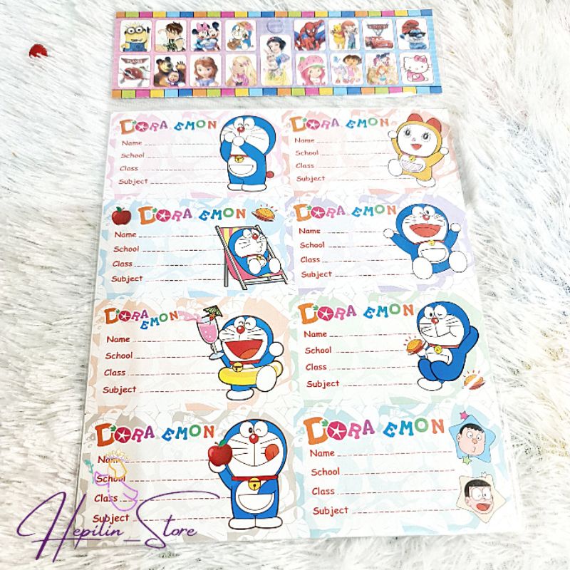 Jual Sticker Label Nama Buku Lucu Karakter , Little Pony , Doraemon ...