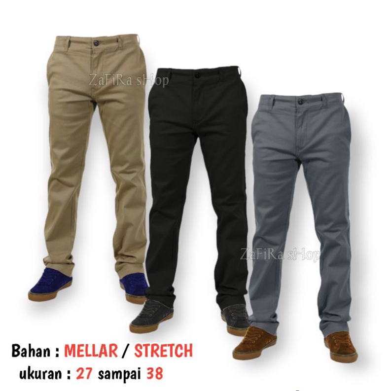 Jual celana chino panjang pria bahan stretch premium quality Celana Kerja | Shopee Indonesia