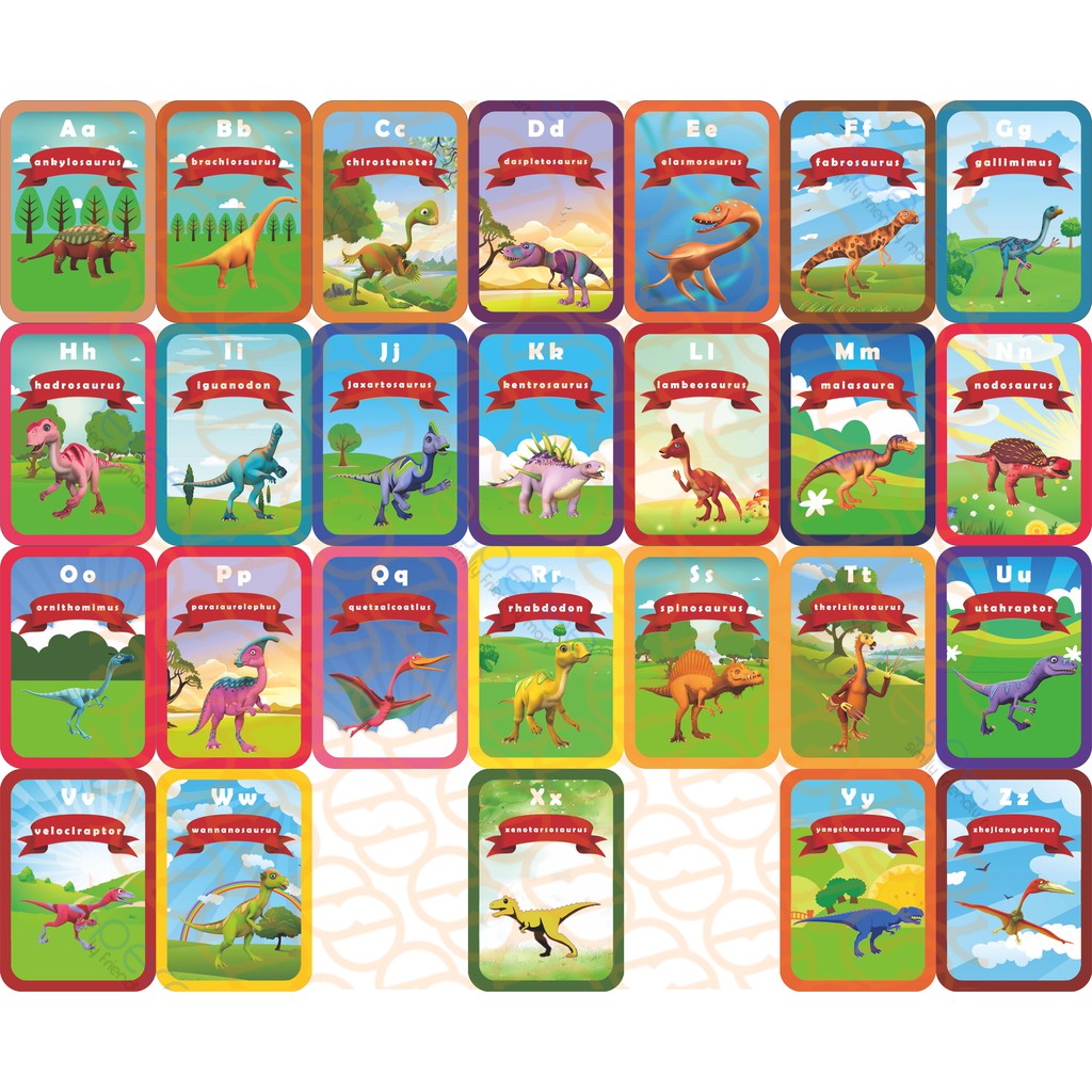 Jual FLASH CARD DINOSAUR ALPHABET / KARTU BELAJAR ANAK ALFABET ...