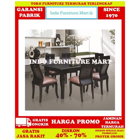 Jual Meja Makan Minimalis Dining Table Set Furnilux 6 Kursi Decorro | Shopee Indonesia