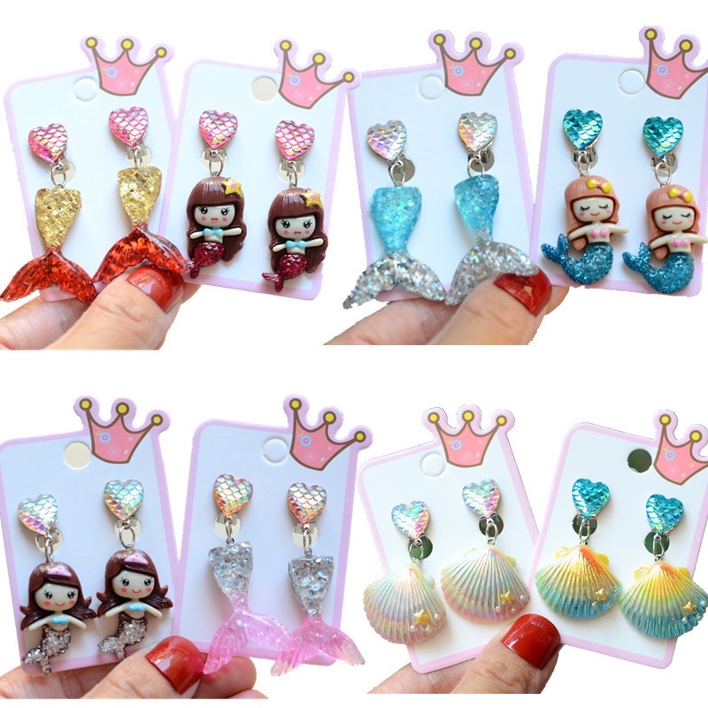 Jual ANTING KOREA ANAK JEPIT MOTIF PRINCESS MERMAID LUCU IMPORT ...