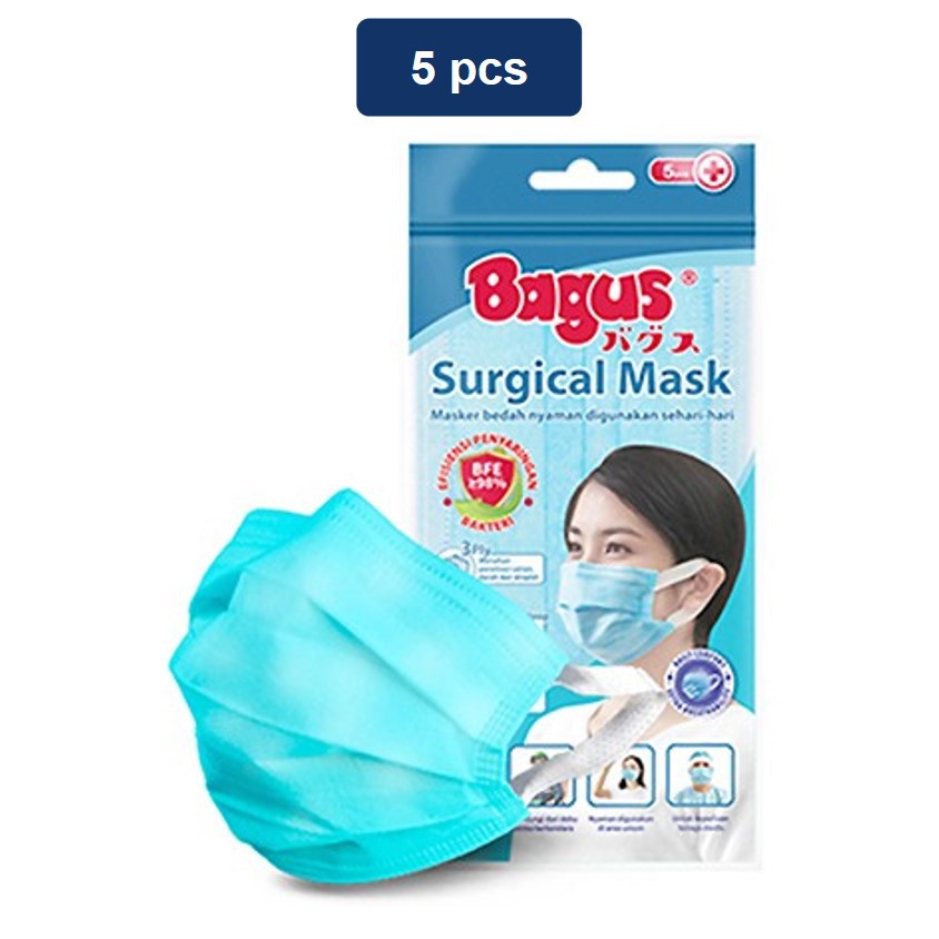 Jual Bagus Surgical Mask Biru 5 pcs | Shopee Indonesia