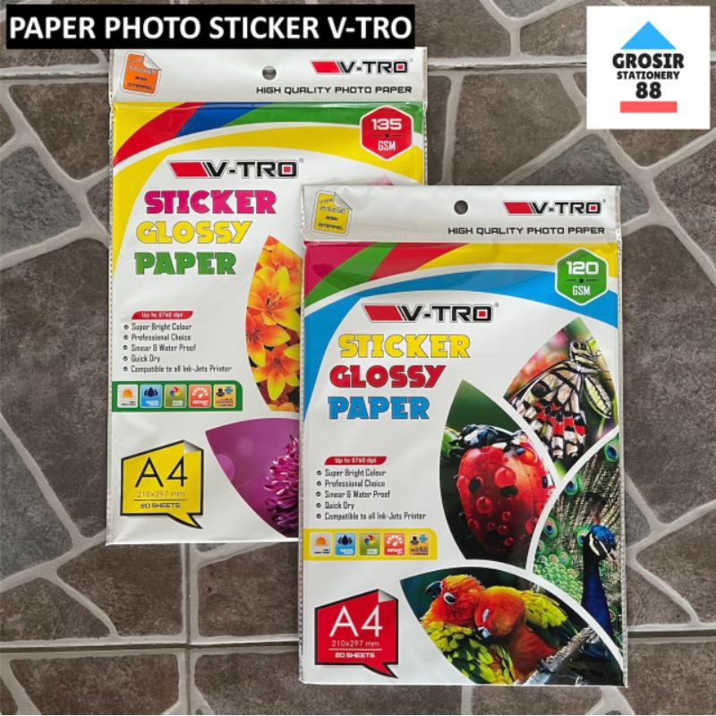 Jual Paper Photo Kertas Foto Stiker VTRO 120GR 135GR STICKER | Shopee ...