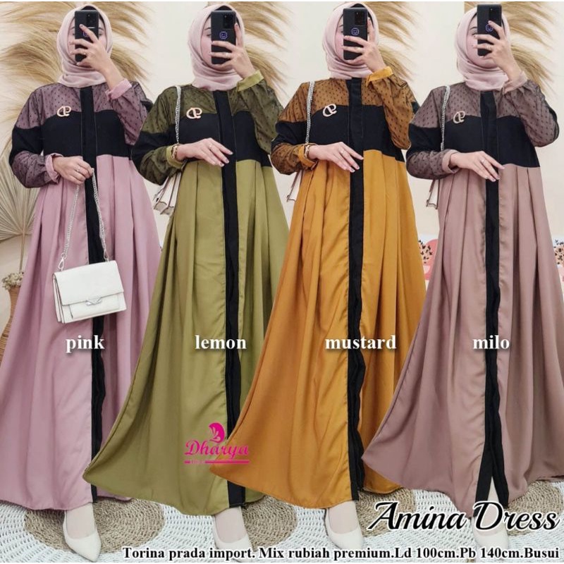 Jual AMINA DRESS By DHARYA | Shopee Indonesia