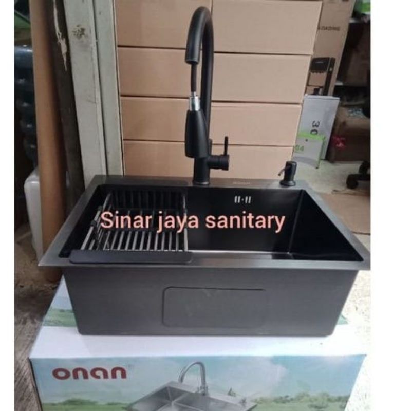 Jual Paket komplit kitchen sink black ONAN / paket sink Oman pket kran ...