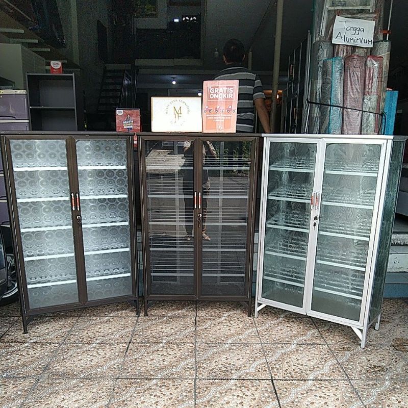 Jual Rak Sepatu kaca Lemari Sepatu kaca Alumium, almini Tinggi 120 (5 ...