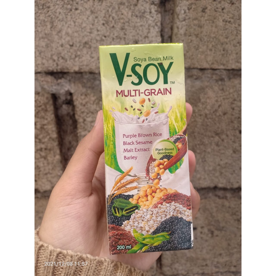 Jual V-soy soya bean milk multi grain 200ml minuman sari kedelai vsoy ...