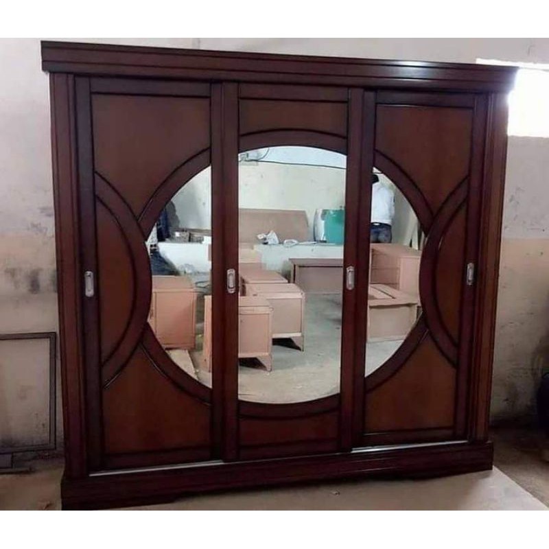 Jual LEMARI PAKAIAN MINIMALIS PINTU 3 SLIDING KAYU JATI | Shopee Indonesia