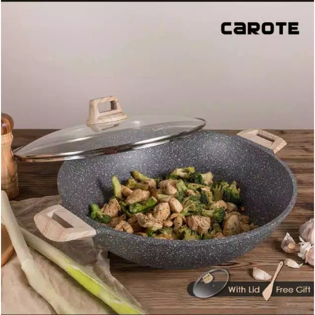 Jual CAROTE WAJAN GRANIT WOK PAN GRANITE ANTI LENGKET | Shopee Indonesia