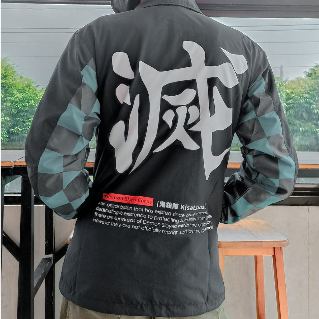 Jual Kamado Tanjiro Coach Jacket Anime Kimetsu no Yaiba Drawstring Bag ...