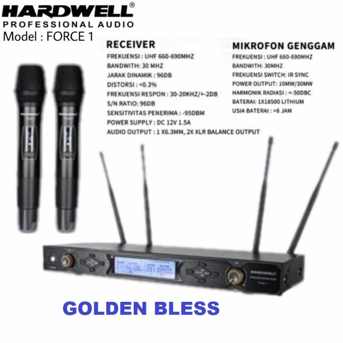 Jual Mic Wireless Hardwell Force 1 Original Dual Mic Handle ...