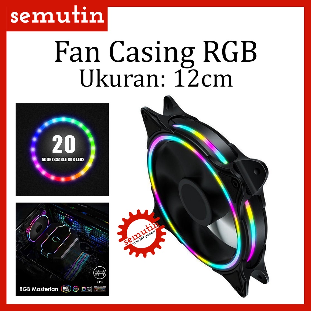 Jual Fan Casing LED RGB 12cm PC / Kipas Case Ring CPU Cooler Standart ...
