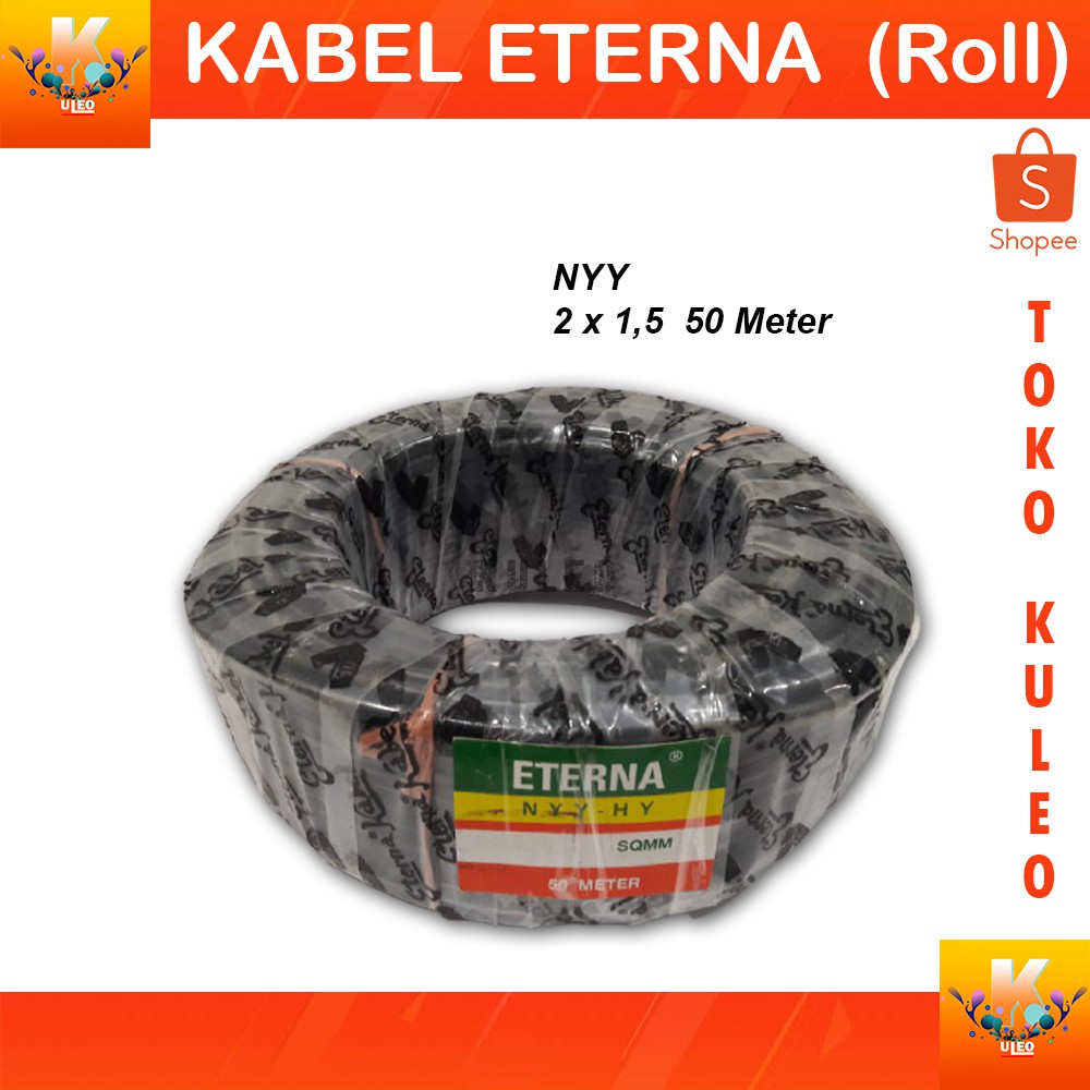 Jual KABEL ETERNA NYY 2x1.5 50m / Kabel Eterna roll merk nym Hitam | Shopee Indonesia