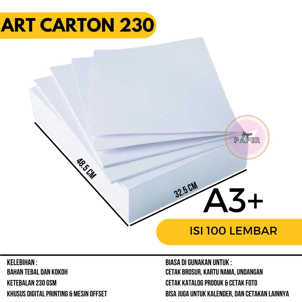 Jual Kertas Art Karton A3 Plus 230 gsm isi 100 lembar / Kertas Art Carton A3 Plus | Shopee Indonesia