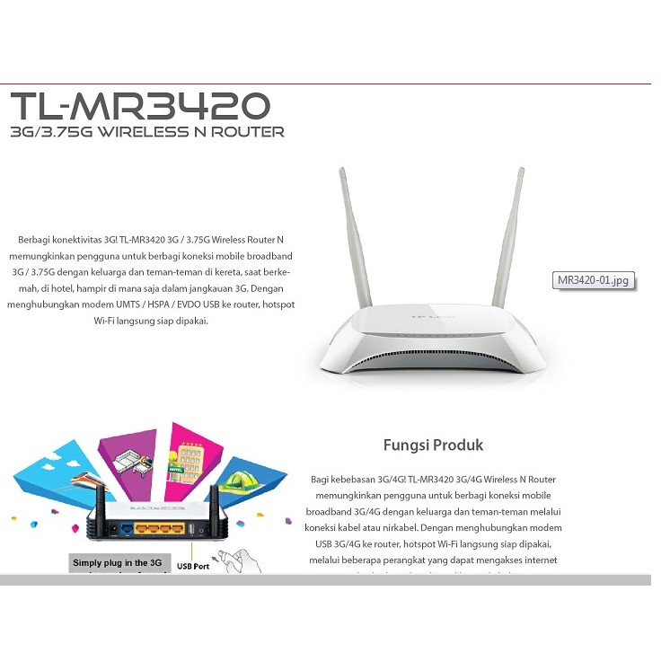 Jual TP-Link TL-MR3420 Wireless N Router - Putih | Shopee Indonesia