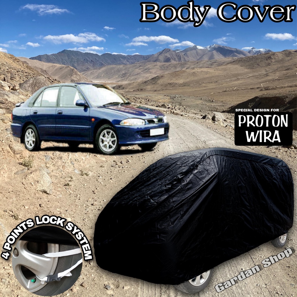 Jual Sarung Mobil PROTON WIRA Hitam POLOS Body Cover Proton Wira Full ...