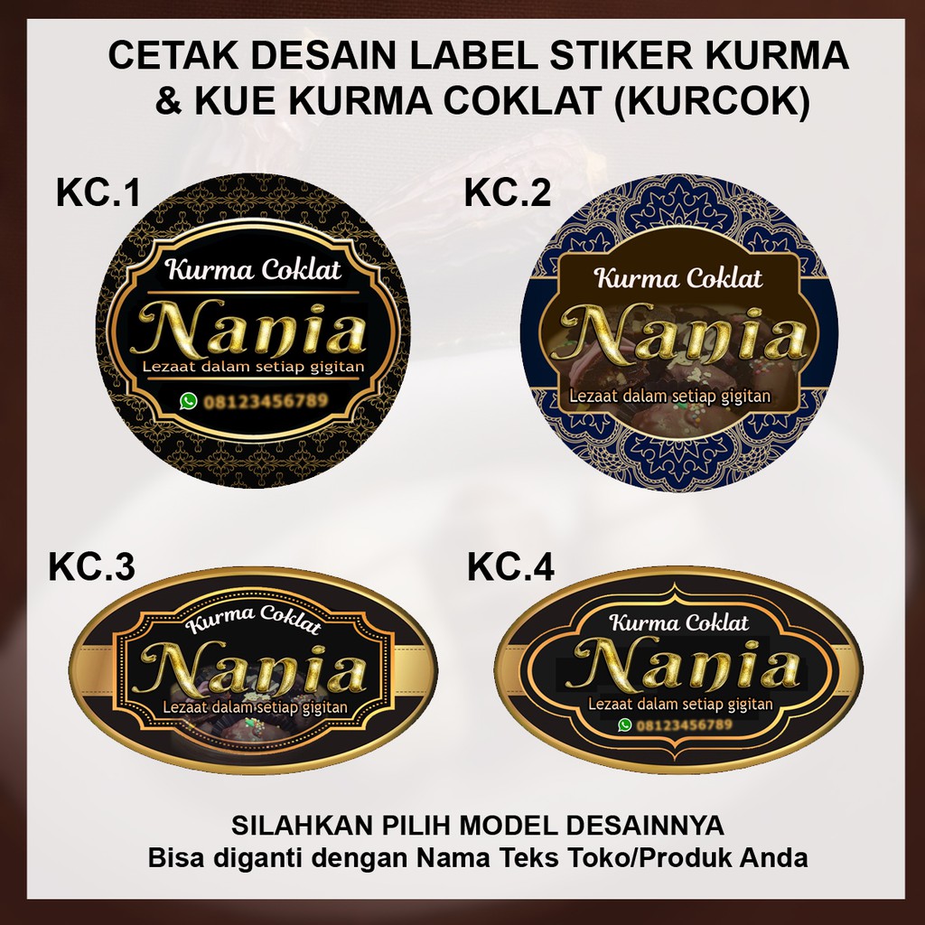 Jual Stiker label KURMA dan Sticker Label Kue Kurma Coklat KURCOK Isi ...