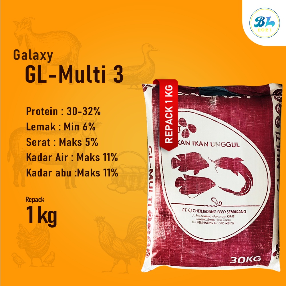 Jual Pakan Ikan Lele Gurami Galaxy GL Multi 3 Super Kemasan Repack 1 Kg ...