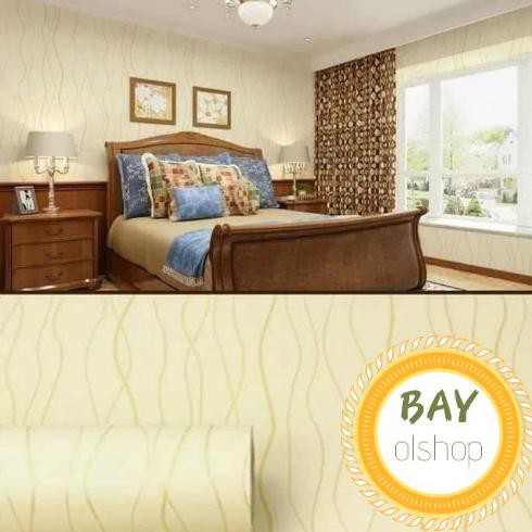 Jual Hadir Wallpaper Sticker Dinding Minimalis Motif Salur Gelombang Gold/Emas Murah | Shopee ...