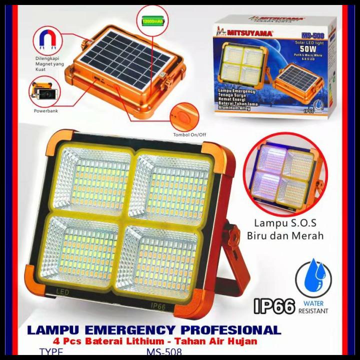 Jual Lampu Emergency Mitsuyama Tenaga Surya Ms 508 Led 50W | Shopee Indonesia