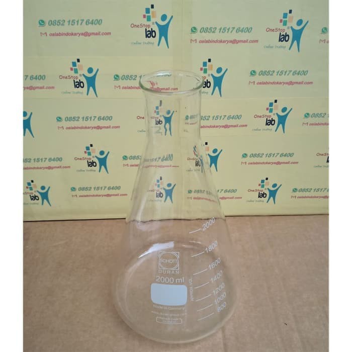 Jual DURAN Erlenmeyer flask glass 3000 ml Labu Erlenmeyer 3L | Shopee ...