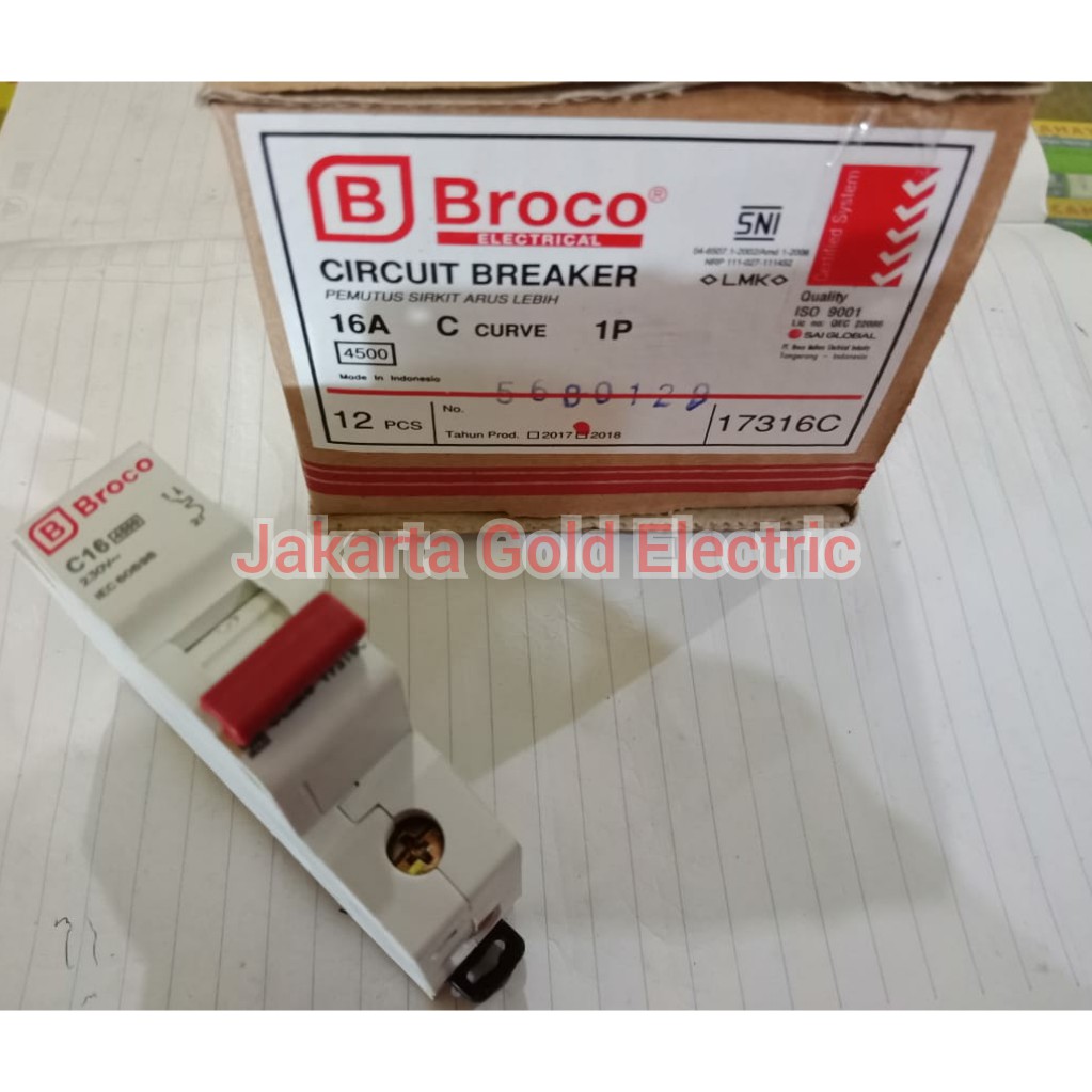 Jual BROCO MCB 1P C 16A 17306C (HARGA GROSIR) SNI ORIGINAL ORI MURAH ...